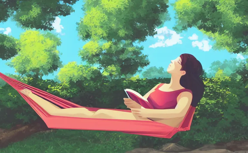 a girl reading a book, digital art, children's book | Stable Diffusion ...