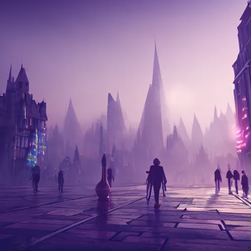 in a magical ethereal city in the clouds with people | Stable Diffusion ...