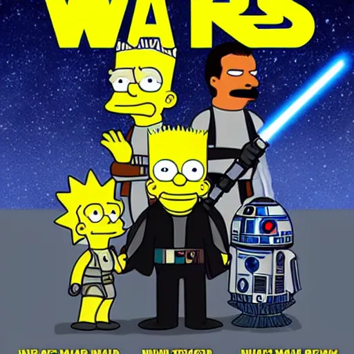 detailed star wars movie poster with bart simpson and | Stable ...