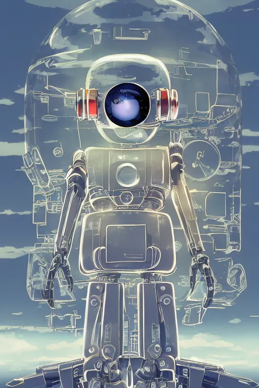 an transparent glass portrait of a stylish mecha robot | Stable ...