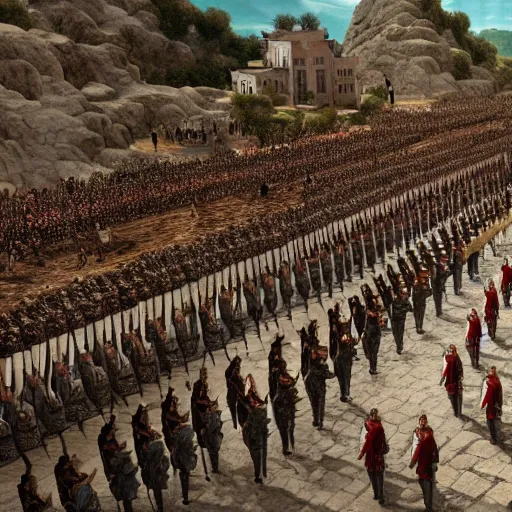 street scene of caesar augustus ’ army marching, 3 d | Stable Diffusion ...