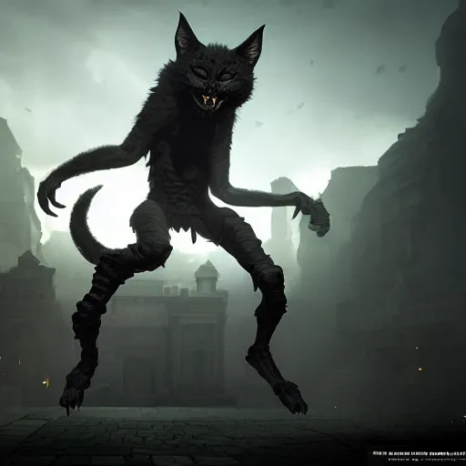 shadow creature with catlike face, by greg rutkowski, | Stable ...