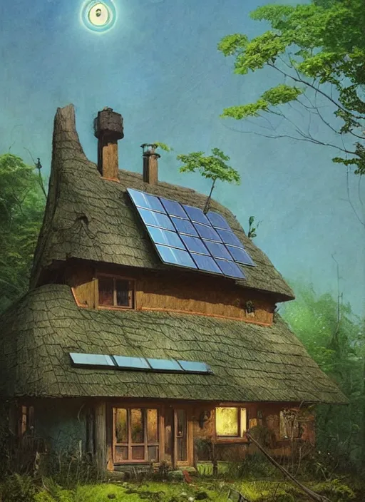 hyper realistic futuristic cottage with solar panels | Stable Diffusion | OpenArt