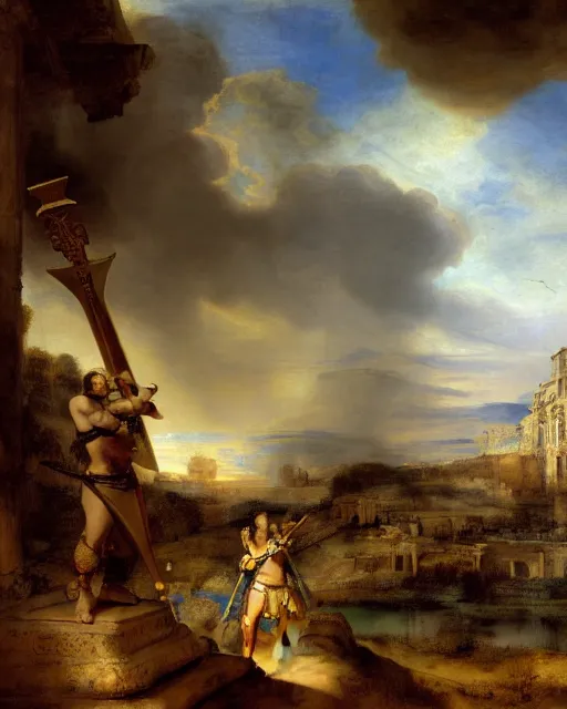 painting of napoleon sitting alone on a rock looking | Stable Diffusion ...