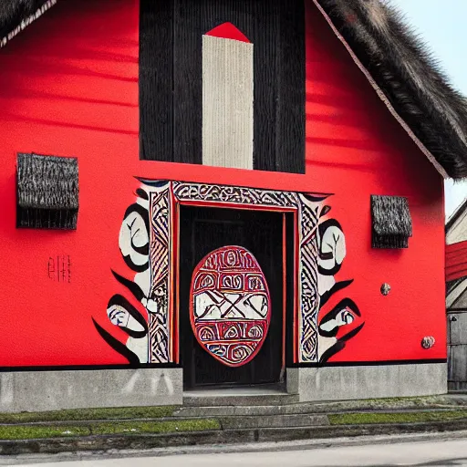 architectural painting of Indonesian Maori Tlingit | Stable Diffusion