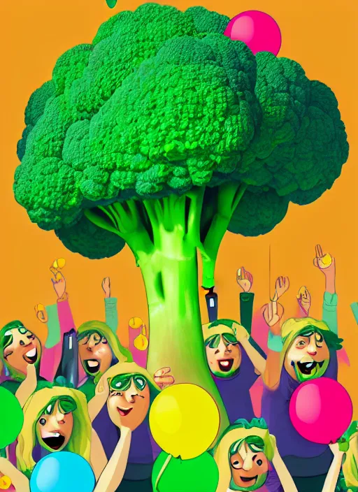 a broccoli party, the broccoli is the dj, a lot of | Stable Diffusion