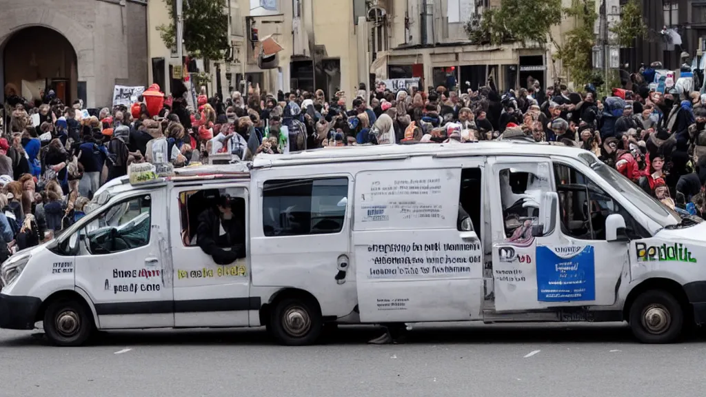 a riot van shows up at a public demonstration | Stable Diffusion | OpenArt