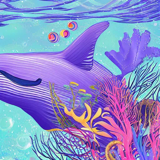 a fancy whale wearing kelp leis and dancing with | Stable Diffusion ...
