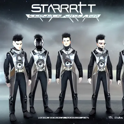 Group art of Starset in sci fi uniforms; hyper | Stable Diffusion | OpenArt