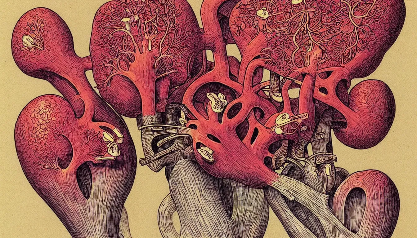 a human heart with mushrooms growing out of the | Stable Diffusion ...