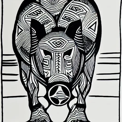 an ink tribal drawing of a boar drinking beer | Stable Diffusion | OpenArt