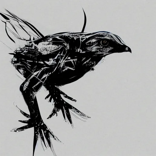 a full-metal neon-winged austral thrush, concept art | Stable Diffusion ...