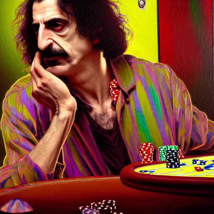 bright psychedelic portrait of frank zappa playing | Stable Diffusion ...