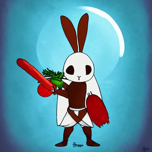 a rabbit wielding a carrot as a sword, drawn in the | Stable Diffusion ...