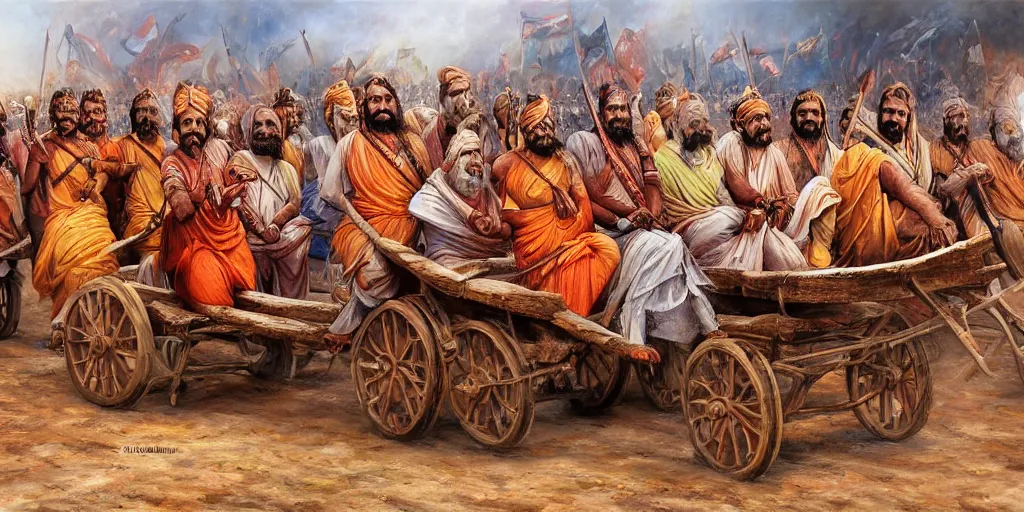 8k realistic painting of vedic aryans in their war | Stable Diffusion