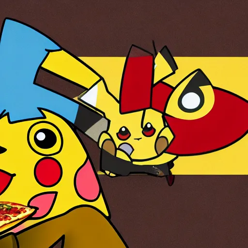 pikachu, eating ranch pizza, trending on artstation, | Stable Diffusion