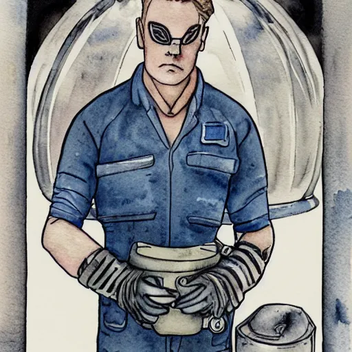 detailed watercolor of square - jawed emotionless | Stable Diffusion ...