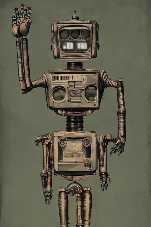 extreme wide shot of a 1950s retro Cactus robot, with | Stable ...