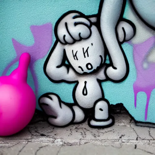 melting Quasimodo kaws toy inside abandoned graffiti | Stable Diffusion ...