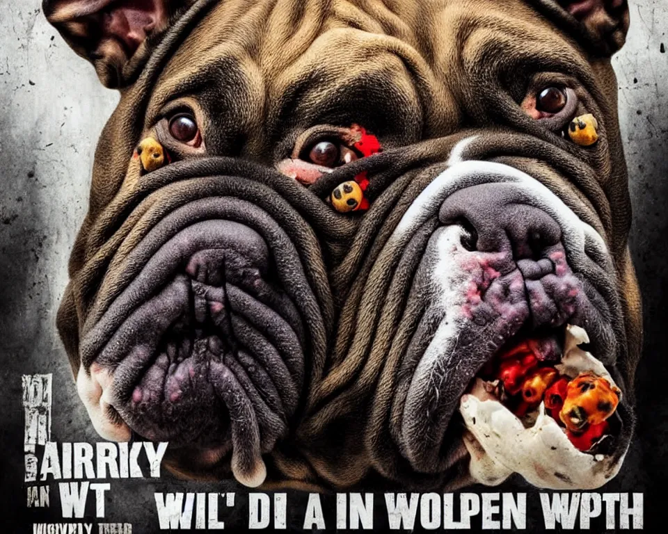 a horror movie poster featuring a scary bull dog | Stable Diffusion ...