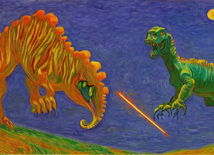 painting of the extinction of the dinosaurs with | Stable Diffusion | OpenArt