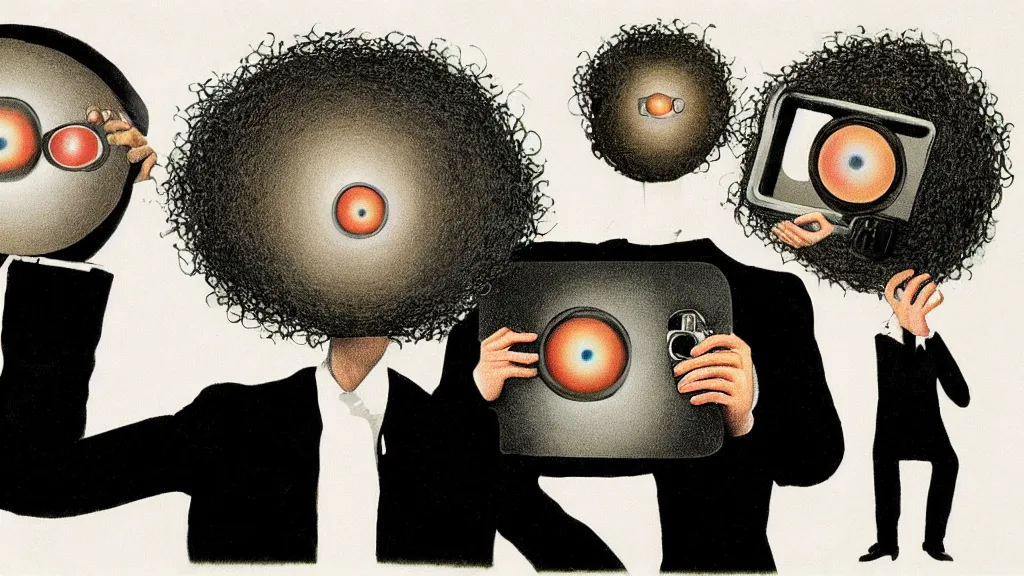 Two people holding cameras and facing each other, by | Stable Diffusion ...