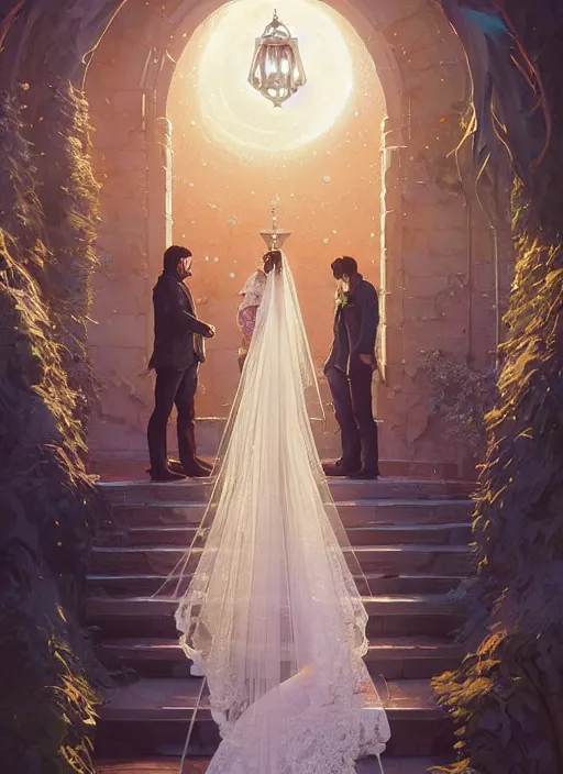 highly detailed wedding ceremony on moon illustration | Stable ...