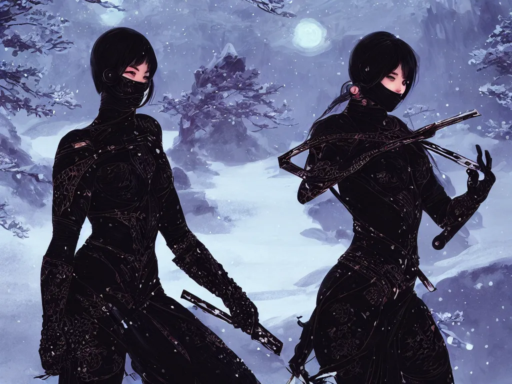 portrait ninja gaiden girl, armored black mirror ninja | Stable ...