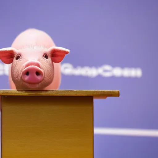 mini pig talking over a podium | Stable Diffusion | OpenArt