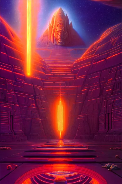 an epic hyperspace light technology temple with female | Stable ...
