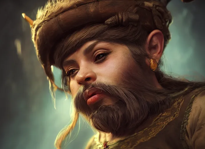 Beautiful art portrait of a bearded female dwarf | Stable Diffusion
