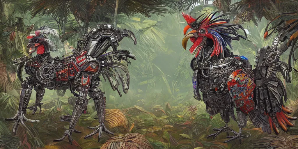 illustration of a fully armoured mechanical rooster in | Stable ...