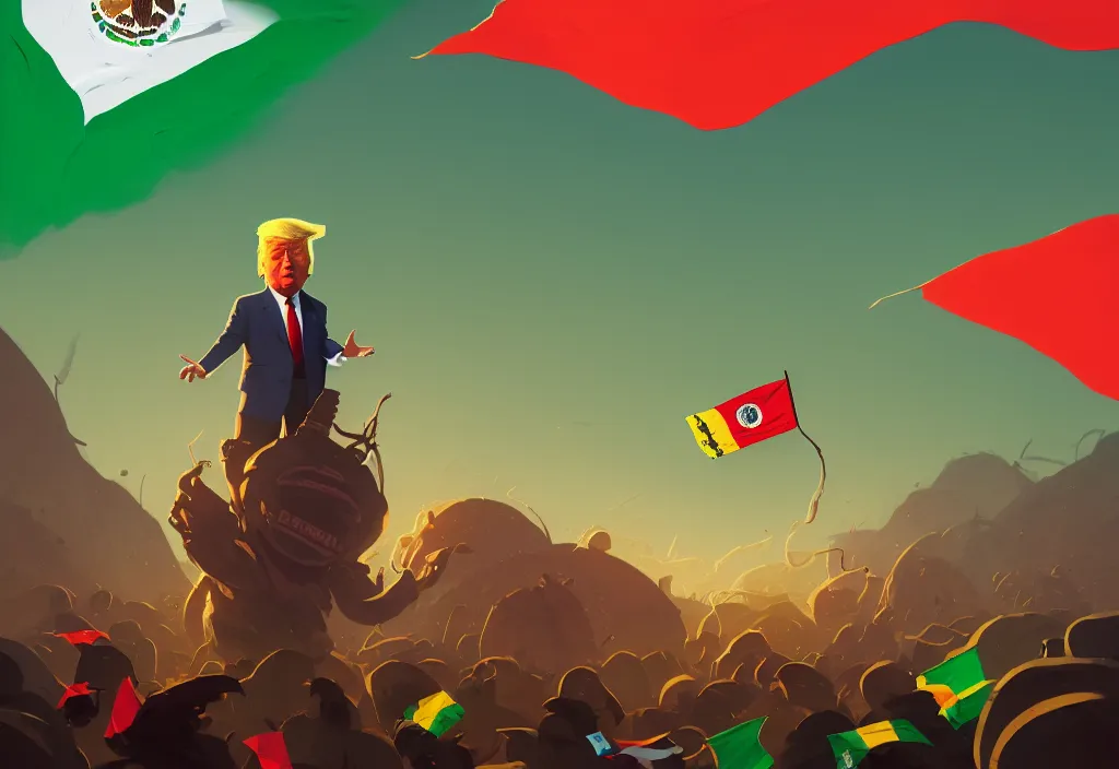 portrait of donald trump with taco and mexican flag, | Stable Diffusion