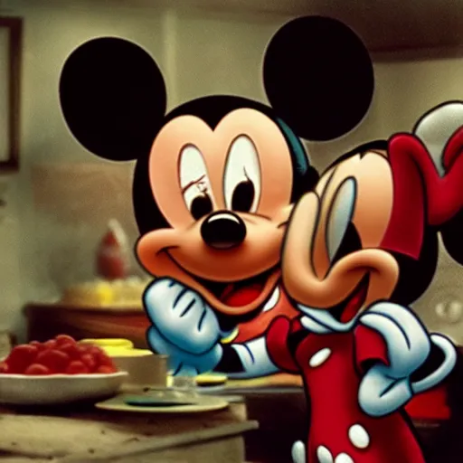 Disney's Mickey Mouse consuming the flesh of Minnie | Stable Diffusion ...
