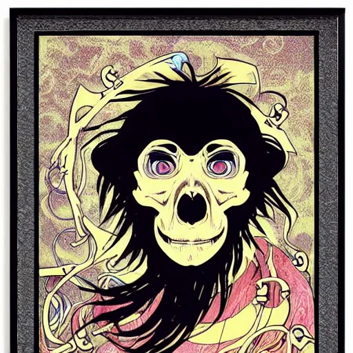anime manga skull portrait of a chimpanzee skeleton | Stable Diffusion ...