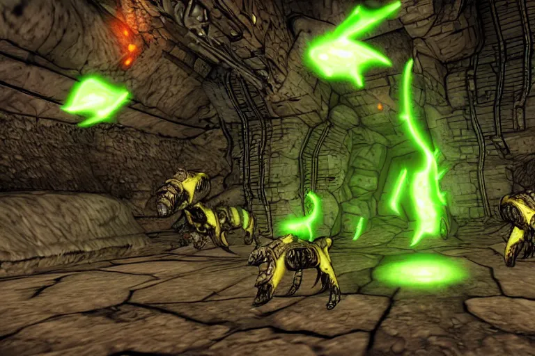 Draconic hydra in a radioactive cavern, borderlands | Stable Diffusion ...