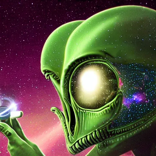Alien smoking a blunt with the reflection of the | Stable Diffusion ...