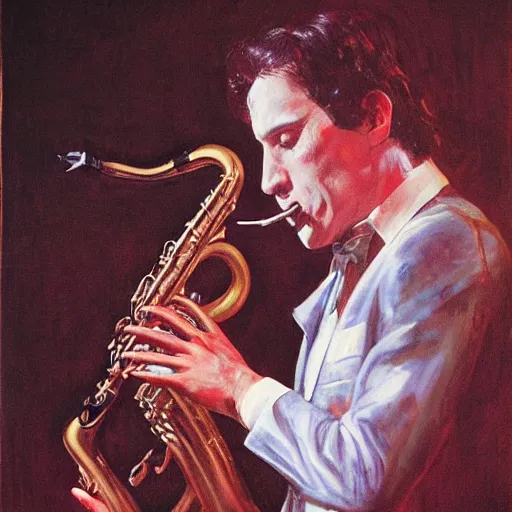 t rex playing a saxophone on stage at the jazz club. | Stable Diffusion ...