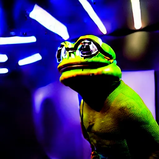 a wax sculpture of pepe the frog dressed as a star - | Stable Diffusion ...