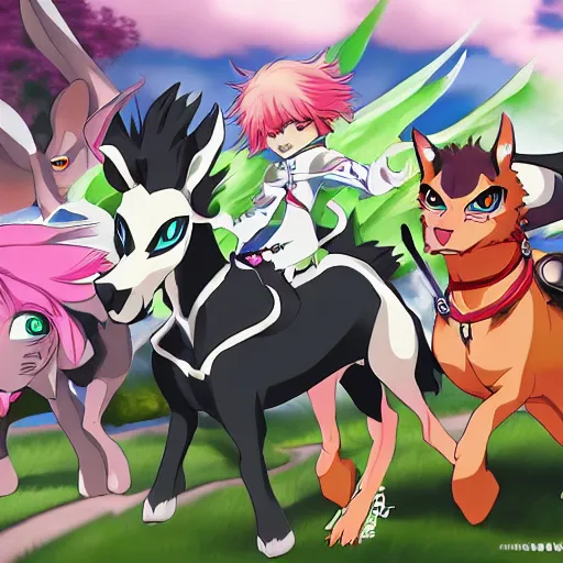 racing fantasy animals, anime style | Stable Diffusion | OpenArt