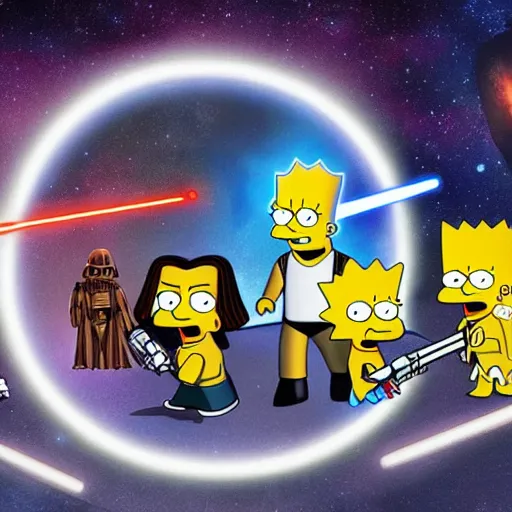 detailed star wars movie poster with bart simpson and | Stable ...