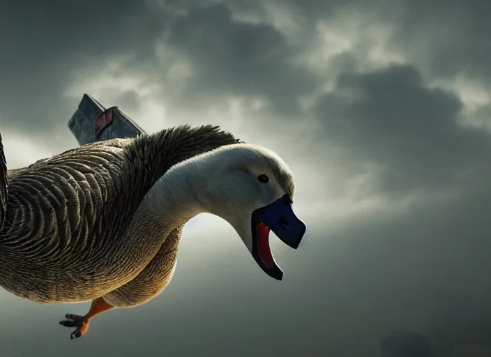 goose | zilla : + 1 eradicating a peaceful village, | Stable Diffusion