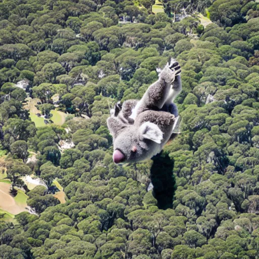 a photo of a koala skydiving above sydney. action | Stable Diffusion ...