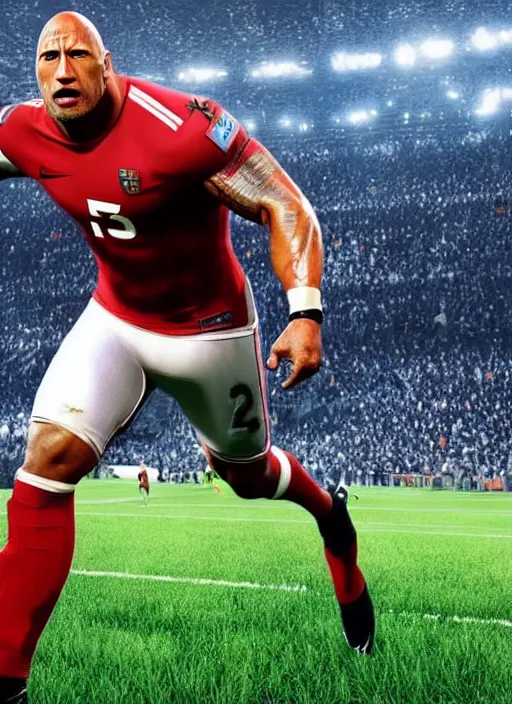 screenshoot of dwayne johnson as football player on | Stable Diffusion | OpenArt