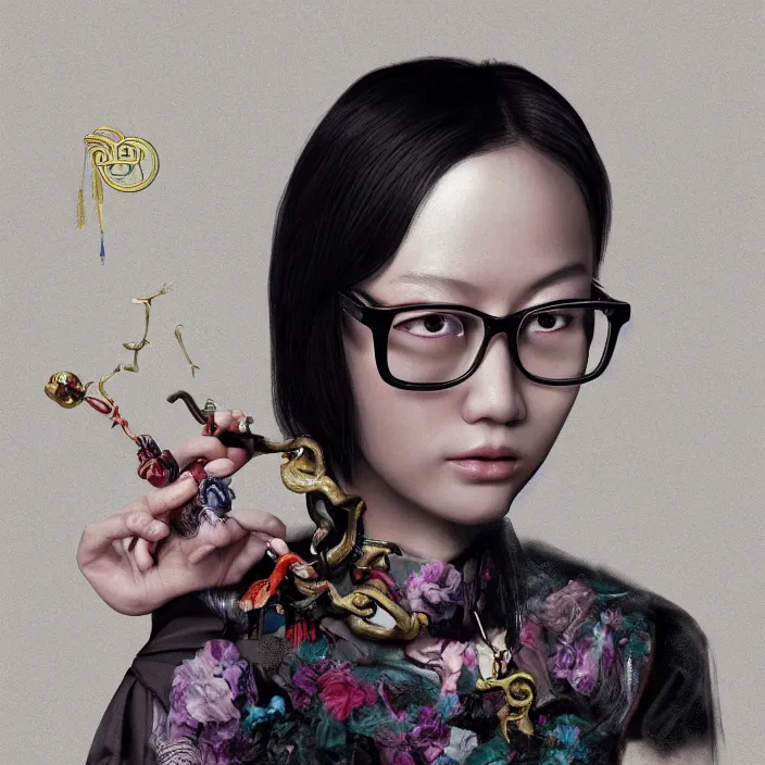 chinese gucci goddess nerd in glasses, future fashion, | Stable ...