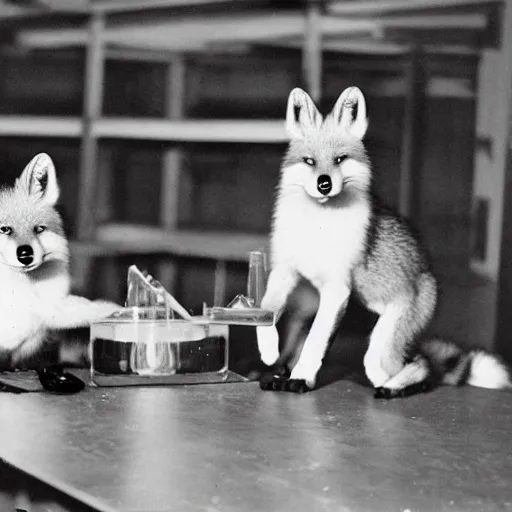 fox animals conducting experiments in a silly lab, | Stable Diffusion ...