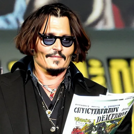 johnny depp reading a cyberfrog comic book | Stable Diffusion | OpenArt