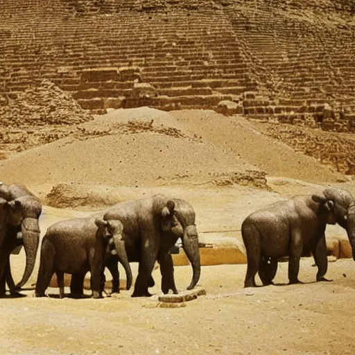 photograph of mammoths building the pyramid of Giza | Stable Diffusion