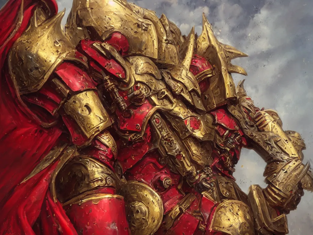 a tall and imposing Warhammer 40k paladin in red black | Stable Diffusion