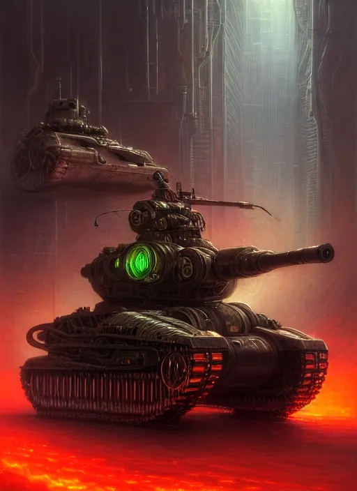 portrait shot of tank cybertronic with red leds in a | Stable Diffusion ...